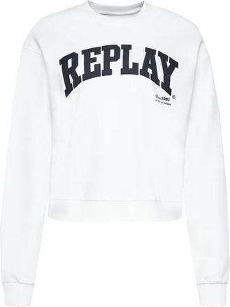 Replay Damen Sweatshirt aus Baumwollmix, White 001 (Weiß), S