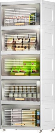 Generic Schmaler Aufbewahrungskarabiner, Organizer mit T&uuml;ren und Rollen, gro&szlig;es Fassungsverm&ouml;gen, vertikales Ablagefach f&uuml;r K&uuml;che, Wohnzimmer, Schlafzimmer, F