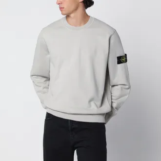 Stone Island Perlgraues Rundhals-Sweatshirt aus Baumwolle