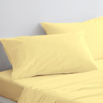 Pizuna Luxuri&ouml;ser Soft-Satin 2er Pack Kissenbezug 40x80 cm Mildes Gelb, 800 Fadenzahl Baumwolle Quadratisch Kissenbez&uuml;ge, 100% Langstapel Baumwolle Nur Kisse