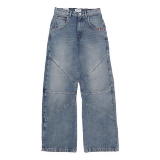 Amish High Waist Wide Leg Denim Jeans - - Jeans - Damen - Blau - W28