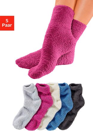 Lavana Kuschelsocken LAVANA, Damen, Gr. 39-42, grau (silbergrau meliert, ecru, pink, blau, anthrazit), Elasthan, Polyester, unifarben, elastisch, Socken, ide