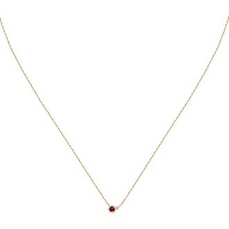 Live Diamond Collier en or jaune recycl&eacute; 375/1000 et rubis synth&eacute;tique