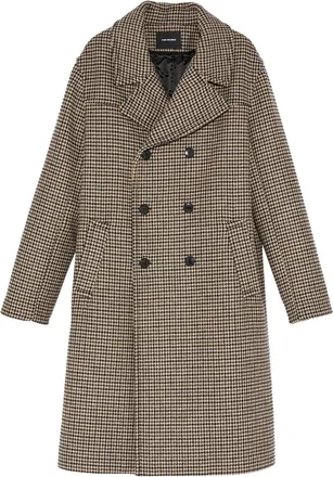 Yves Salomon manteau boutonn&eacute; &agrave; motif pied-de-poule - Tons neutres