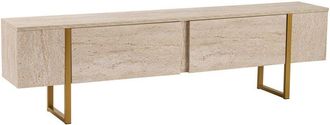 Dmora Dmora - Fernsehschrank Gussola, St&auml;nder f&uuml;r Wohnzimmerfernseher, Niedriges Wohnzimmer-Sideboard, TV-St&auml;nderbasis, 180x30 h50 cm, Beige und Gold