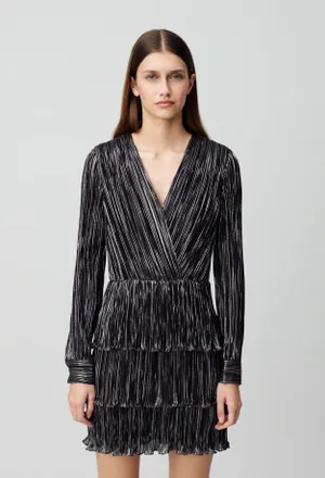 Claudie Pierlot Robe argent&eacute;e courte &agrave; volants