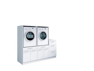 Laundreezy Waschraum Komplett-Set, Wei&szlig; - Modulares Schranksystem f&uuml;r Waschk&uuml;che & Hauswirtschaftsraum - 186 x 162 x 68 cm (B/H/T)
