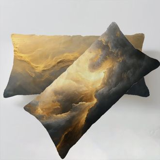 Generic Kissenbezug 30x50cm Orange Farbe Kissenbez&uuml;ge Grau Kissenbez&uuml;ge Pillow Cover Dekokissen Leinen 2er set Beidseitig Bedruckt Weich und Bequem Waschbar f