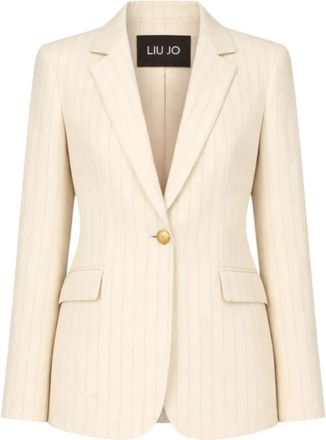 Liu Jo Femme, Vestes, Beige, Taille: 40 FR Pinstripe Viscose Blazer