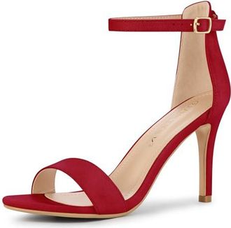 Allegra K Sandales à Talons Hauts en Daim Talons Aiguilles pour Femmes Rouge 37