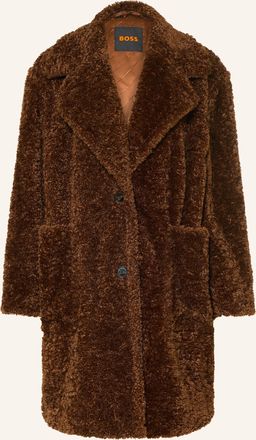 HUGO BOSS Teddyfell-Mantel Catedy braun