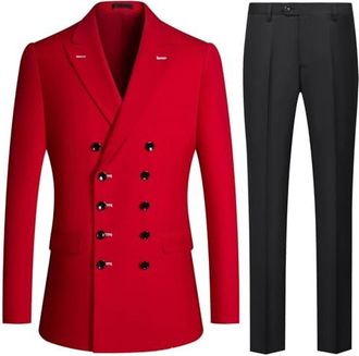 Generic Ensemble de costume &agrave; double boutonnage pour homme - Coupe ajust&eacute;e - Solide - Pour les affaires, les mariages, les bals de fin dann&eacute;e, le d&icirc;ner, le sm