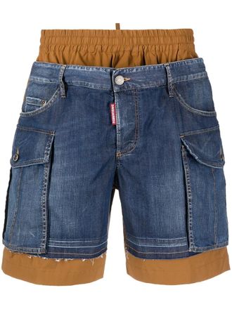 Dsquared2 Jeans-Shorts im Layering-Look - Braun
