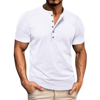 Generic T-shirt &agrave; manches courtes pour homme - Printemps - Couleur unie et coutures &agrave; rayures, Blanc., 3XL