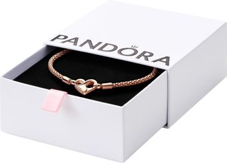 Pandora Moments Studded Chain Armband aus Sterling Silber mit 14 Karat rosévergoldete Metalllegierung, Kompatibel Moments, Größe: 16cm, 582731C00-16