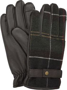 Barbour Gants imprim&eacute; tartan en cuir et laine m&eacute;lang&eacute;e