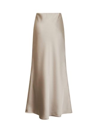 Blanca Vita Womens Chalk Satin Long Bias Skirt Beige Synthetic