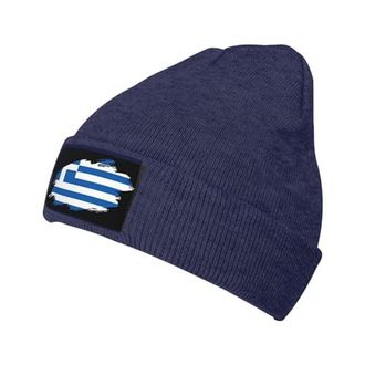 Generic Coupe-Vent Beanie pour Homme, Drapeau Grec dr&ocirc;le, &Eacute;pais Knit Beanie, Tricoter Chapeau pour Femme, Adultes, Ski