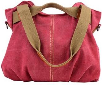BESPORTBLE Sac &agrave; Main Femme Toile Rose R&eacute;tro Sac Bandouli&egrave;re Polyvalent Grand Format Cabas Shopping D&eacute;contract&eacute; &Eacute;paule Solide et Pliable pour Usage Quotidien