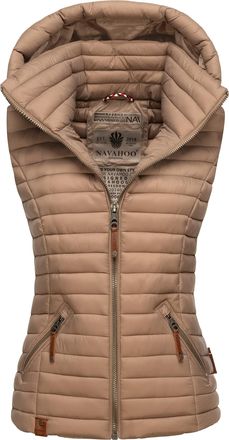 Navahoo Damen Übergangsjacke leichte Steppweste mit Abnehmbarer Kapuze Shadaa Taupe Grey Gr. XS