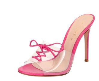 Gianvito Rossi Pink Perspex Lace Up Detail Mules Size 39