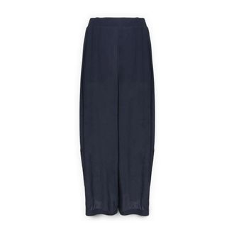 Elena Miro Palazzo-Hose mit ger&uuml;schtem Bund - - Trousers - Damen - Blau - 3XL