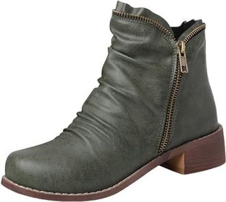Generic Bottines r&eacute;tro &agrave; talon bas pour femme - Soutien de la vo&ucirc;te plantaire - Mode sans talon - Chaussures de marche antid&eacute;rapantes - Confortables - Avec fe