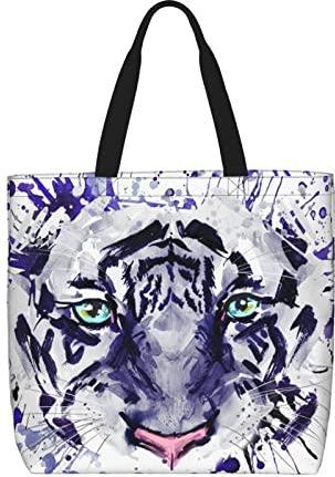 Generic Sac De Courses Imprim&eacute; T&ecirc;te De Tigre Fourre Tout R&eacute;utilisable De Grande Capacit&eacute; Sacs &Agrave; Main, Pour &Eacute;cole, Voyage, Burea, Shopping