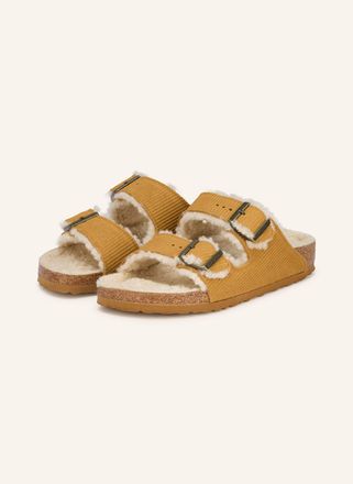 Birkenstock Pantoletten Arizona Teddy Leve braun