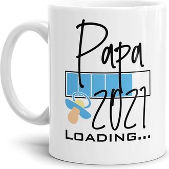 Tassendruck Tasse - Loading Du wirst Papa 2021 - Geschenk/Endlich Schwanger/Schwangerschaft/Babynews - Wei&szlig;
