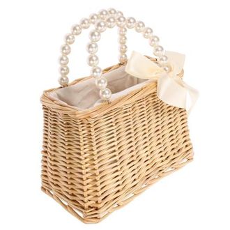 Hemoton Paquet &agrave; Main en Paille pour Femme Perles Paquet de Plage L&eacute;ger Taille Moyenne Pochette Portable pour Voyages Shopping et Vacances Accessoire D&Eacute;t&eacute; Pra