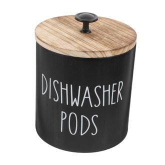 Cabilock Runder Behälter Mit Deckel Aus Holz Für Waschmittel Und Geschirrspültabs Zur Aufbewahrung in Küche Und Badezimmer