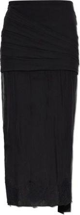 Valentino Garavani Femme, Jupes, Noir, Taille: 36 FR Jupe en soie avec bordure en dentelle