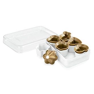 Tescoma Delicia Ausstechformen für Kekse zu Weihnachten 6 Stück, Gold/Weiß