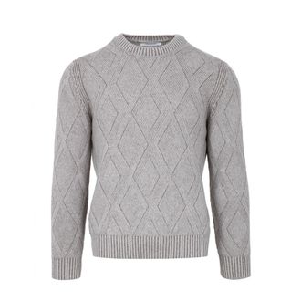 Gran Sasso Kaschmir-Mix Rhombus Links Pullover - - Knitwear - Herren - Grau - 2XL