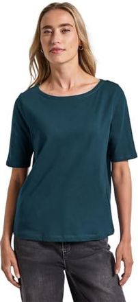 Street One 3228108 T-Shirt avec col Bateau, Bleu Marine, 40 Femmes