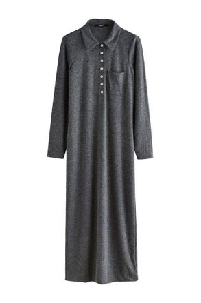 Next Maxikleid Maxikleid mit langen &Auml;rmeln und Polokragen (1-tlg)