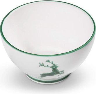 Gmundner Keramik Müslischale groß Durchmesser : 14 cm grüner Hirsch Geschirr, handgemacht in Österreich