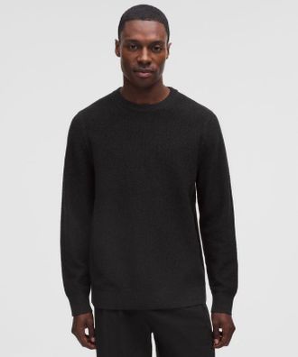 lululemon Strukturierter Strick-Rundhalspullover f&uuml;r M&auml;nner - Gr&ouml;&szlig;e XL in Black