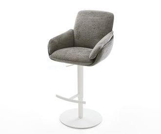 DELIFE Barstuhl Luan-Flex Boucl&eacute; Soft Schlamm Drehfu&szlig; h&ouml;henverstellbar Metall Wei&szlig;, Barst&uuml;hle