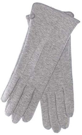 Eem Fashion EEM gants pour femmes 100% végétaliens, coton doux, fonction tactile, doublés de polaire pelucheuse, gris-melange onesize