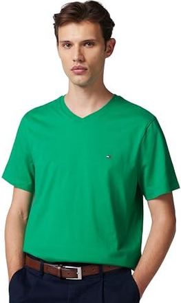 Tommy Hilfiger T-Shirt Manches Courtes Homme Essential Tee avec Col en V, Vert (Olympic Green), S