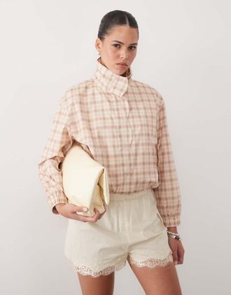 Miss Selfridge Coupe-vent &agrave; bords festonn&eacute;s - Vichy-Bleu