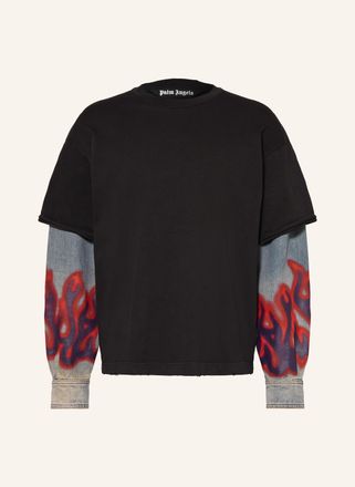 Palm Angels Longsleeve Flames Hybrid schwarz
