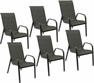 Happy Garden Happy Garden - Lot de 6 chaises marbella en textilène gris - aluminium gris anthracite