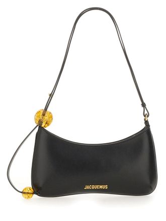Jacquemus Womens Shoulder Bag Bisou Perle Black Cotton; Cow Leather