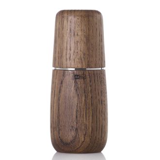 Adhoc Yono Gewürzmühle 15 cm - manuelle Mühle aus Eichenholz, geölt (dunkel) - Keramikmahlwerk stufenlos einstellbar - Premium Holzmühle für Salz und Pfeffe