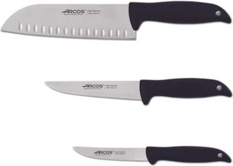 Arcos Menorca Serie | 3-teiliges Küchenmesser | Santokumesser | Geldmesser | Küchenmesser | NITRUM Edelstahl | Eco Verpackung | hergestellt in Spanien | Far