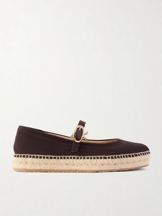 Gianvito Rossi Elda Mary-jane-espadrilles Aus Veloursleder - Braun