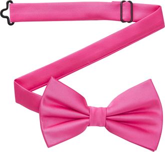 DonDon Fliege Herren handgefertigt Seiden-Look 12 x 6 cm Fliege Magenta